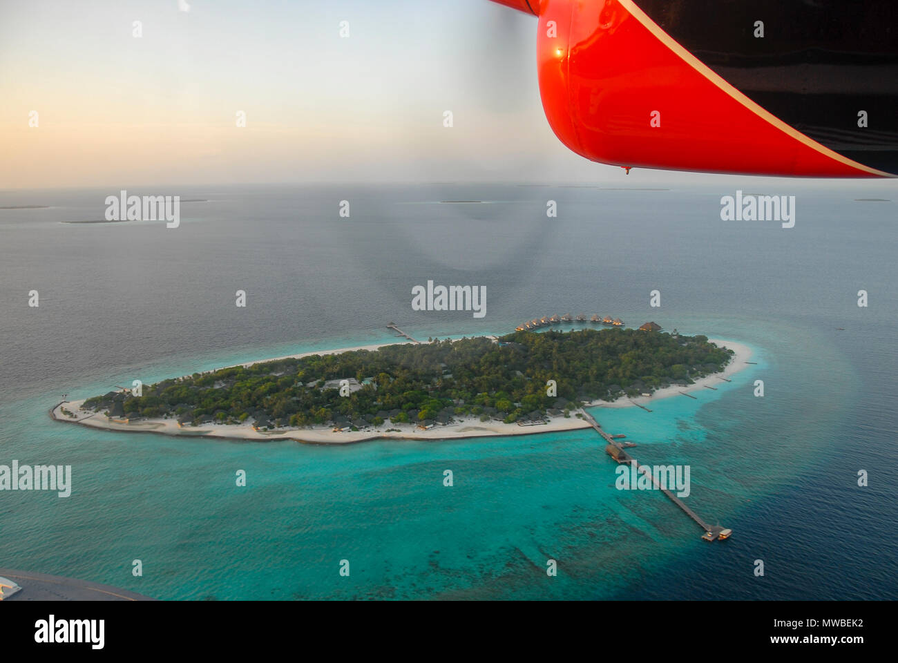View of Maldives seaplaned of the Maldivian Air Taxi airline from Male ...