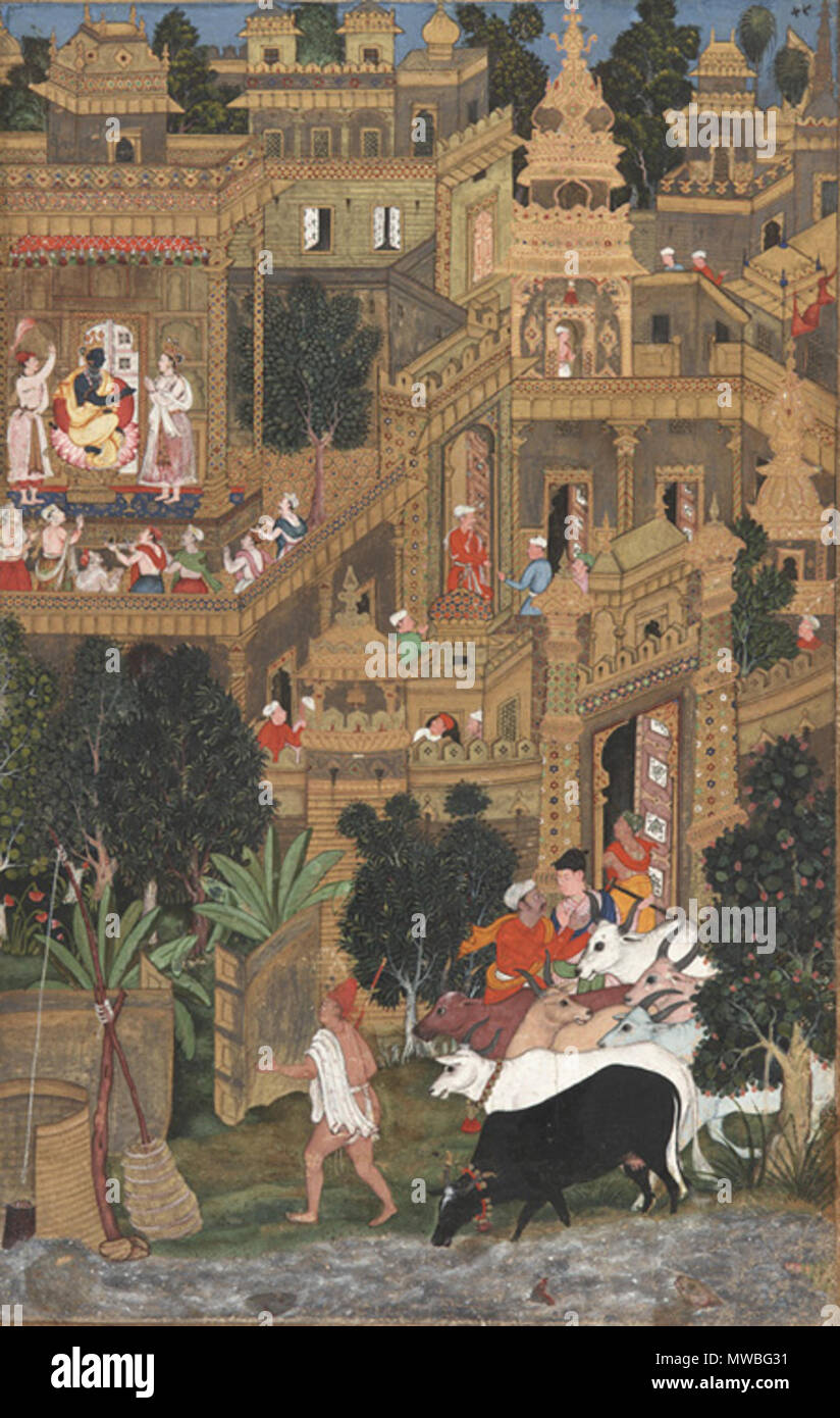 . The Lord Krishna in the Golden City from the Harivamsha (Geneology of ...