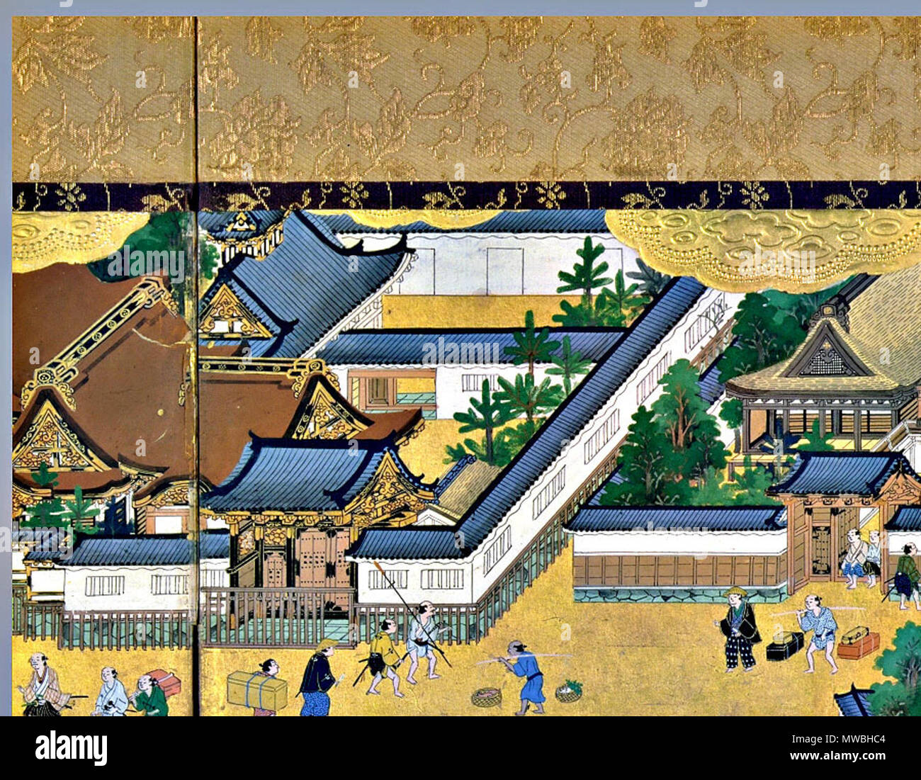 . TOP OF FIRST PANEL, Left Screen (Northern enciente of Edo Castle ...