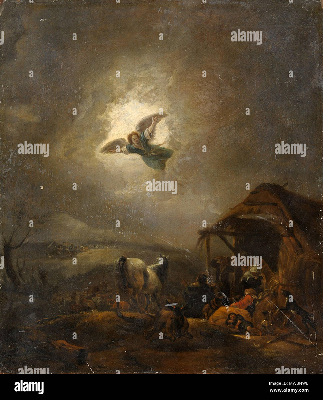 . Engel erscheint den Hirten, Öl auf Holz, 48,5 x 42,5 cm . 17th ...