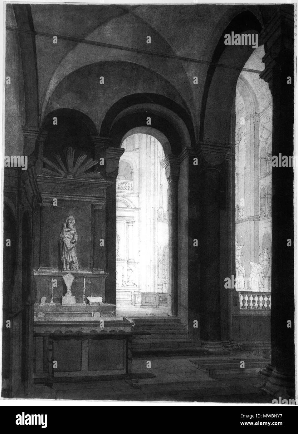 254 Gross St Martin - Altar im nördlichen Seitenschiff - Aquarell ...