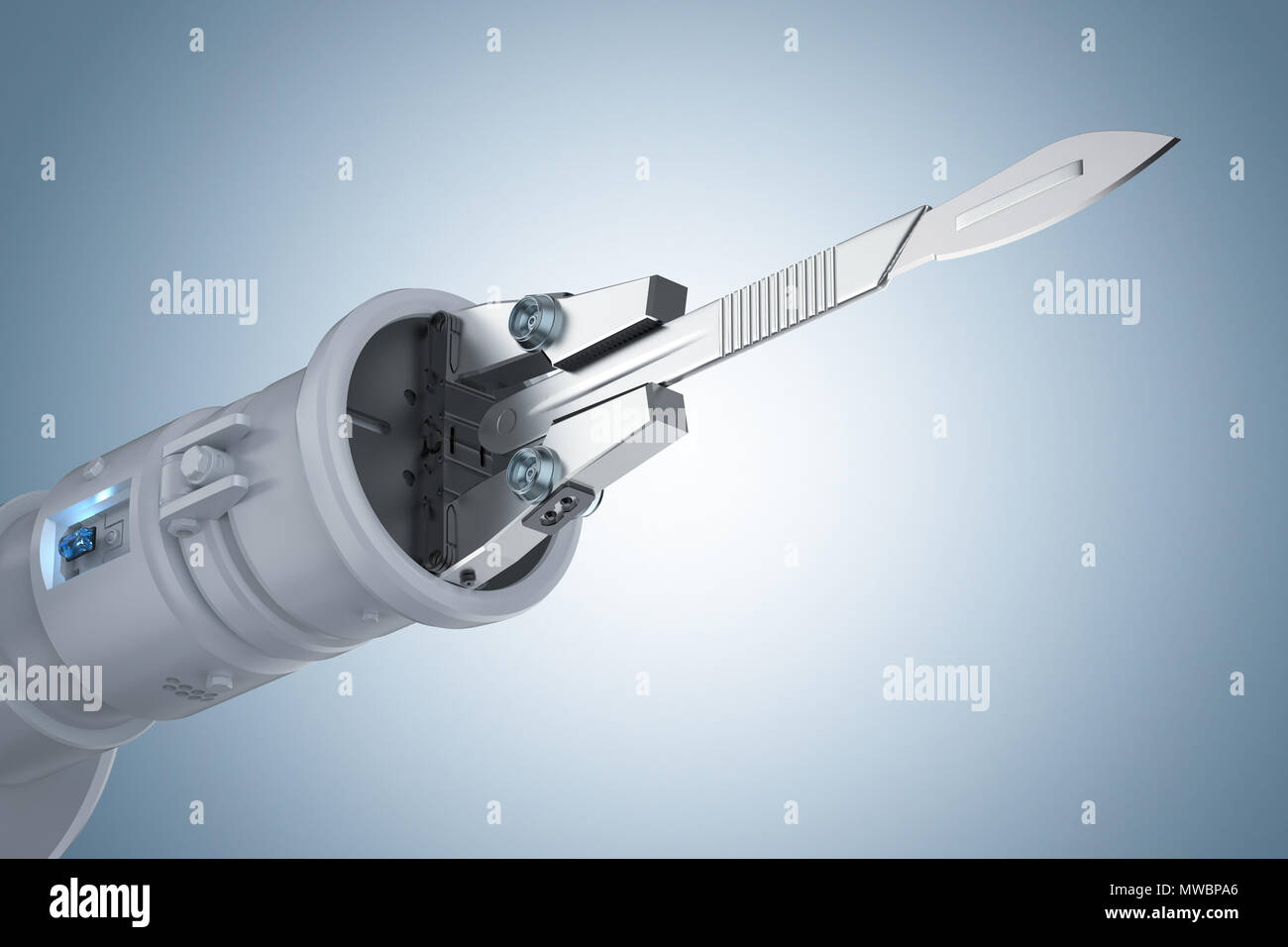 3d rendering robot hand holding scalpel or surgery knife Stock Photo ...