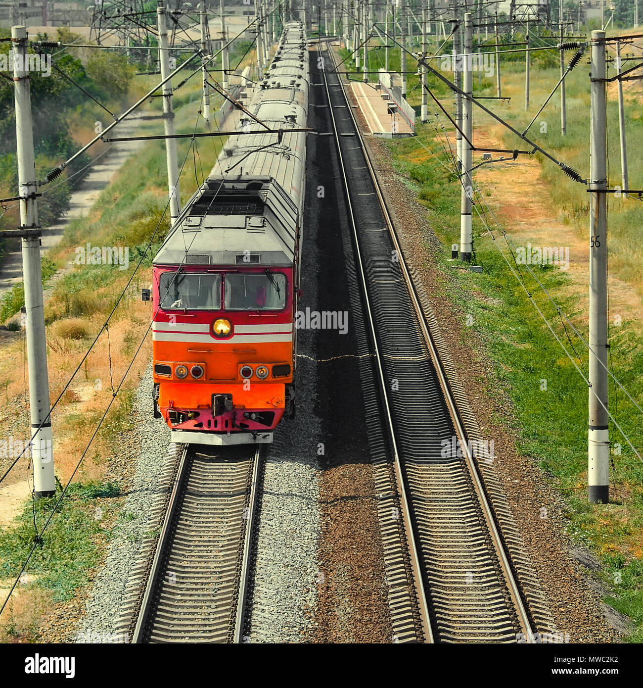 Approaching passenger train Stock Photo - Alamy