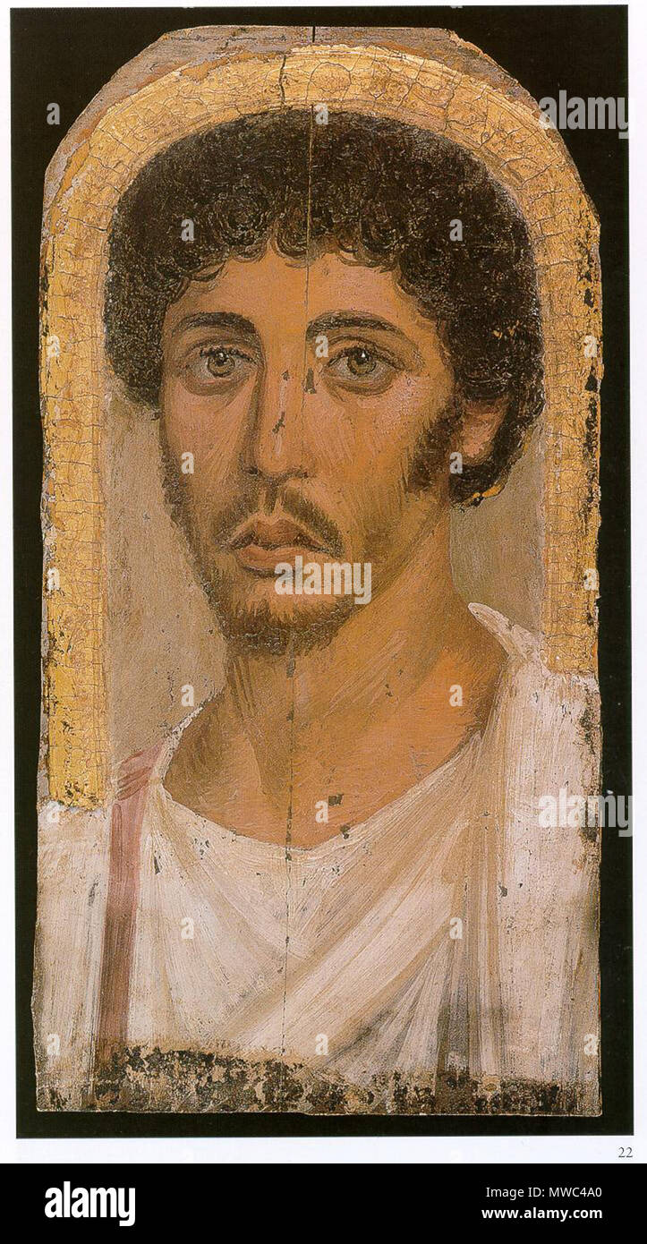 . Fayum mummy portrait. Portrait of a young man in encaustic on ...