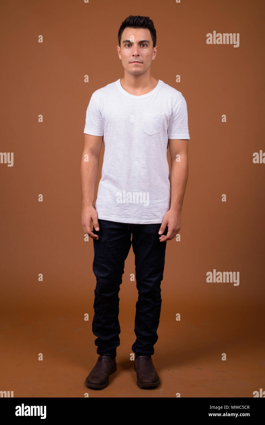 Hispanic young man white shirt hi-res stock photography and images - Alamy