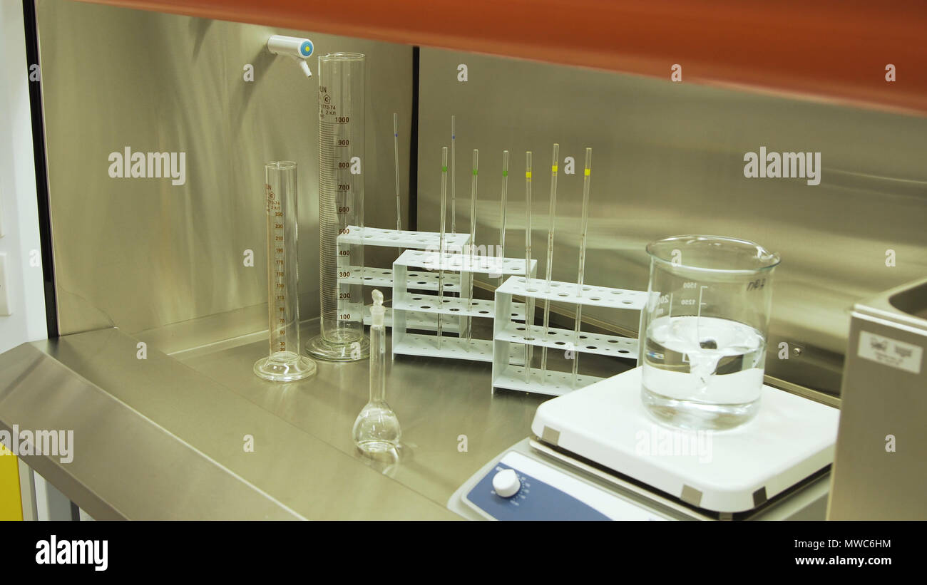 Magnetic stirrer, agitator in the laboratory. Analytical and laboratory ...