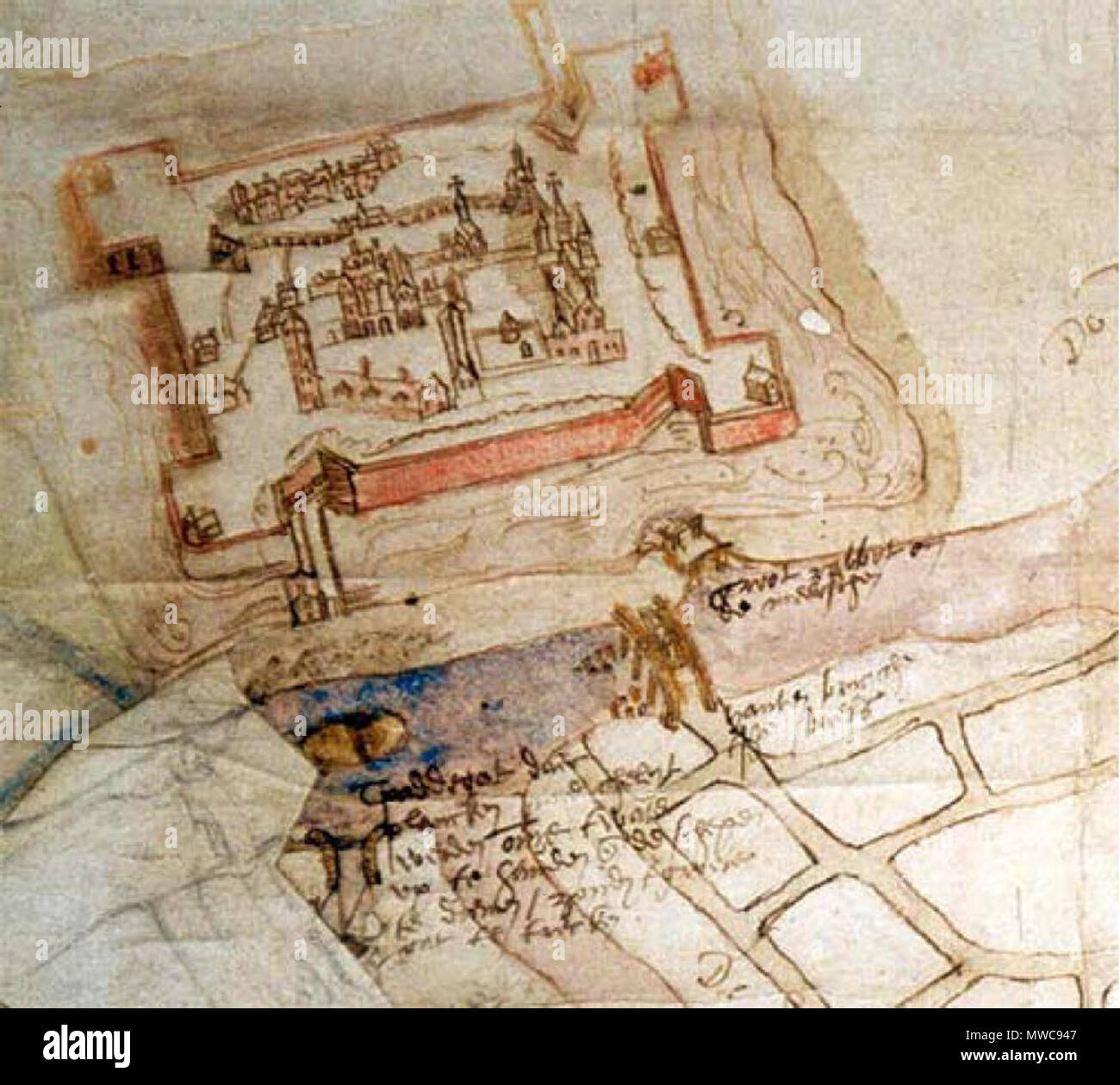 . Nederlands: Detail uit de hydrografische kaart van Gent met het ...