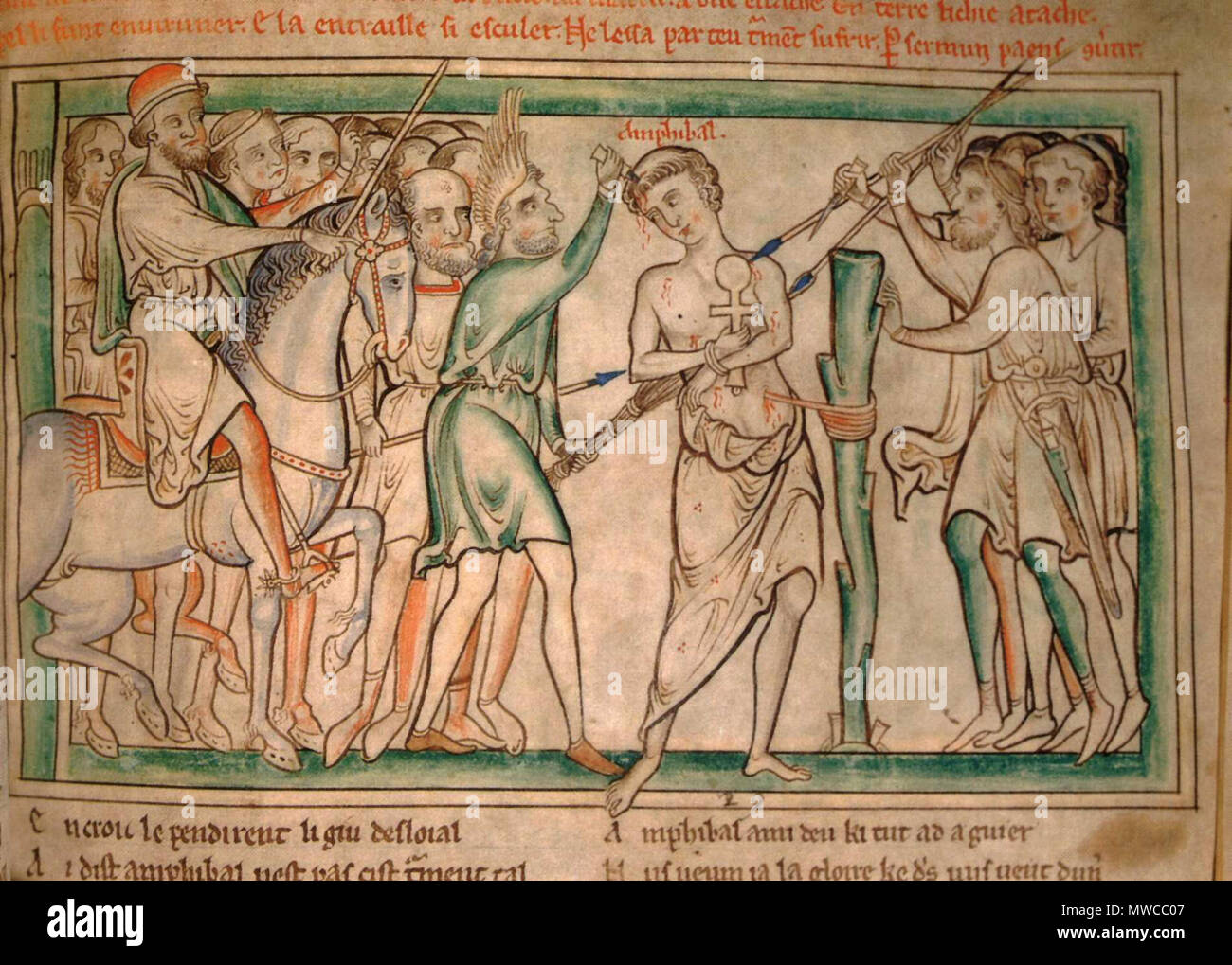 . The martyrdom of St. Amphibalus from a 13th Century manuscript of The ...