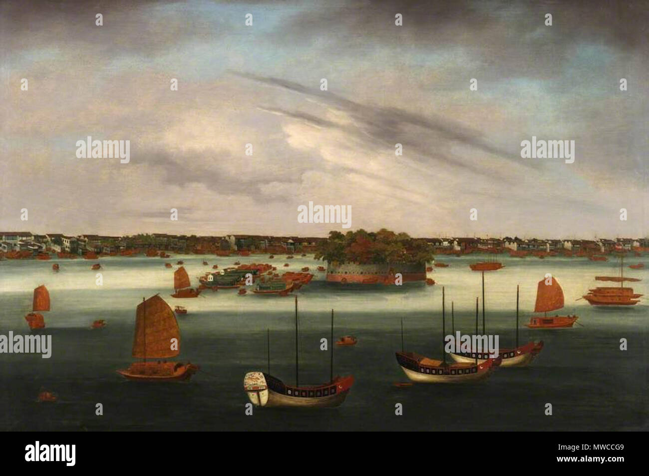 . English: Dutch folly fort in Canton painted circa 1830 by unknown ...