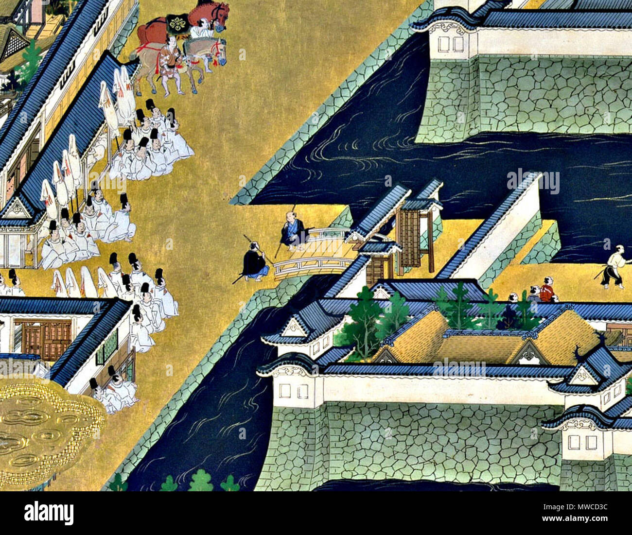 . LOWER MIDDLE OF SECOND PANEL, Left Screen (Otemon Gate of Edo Castle ...