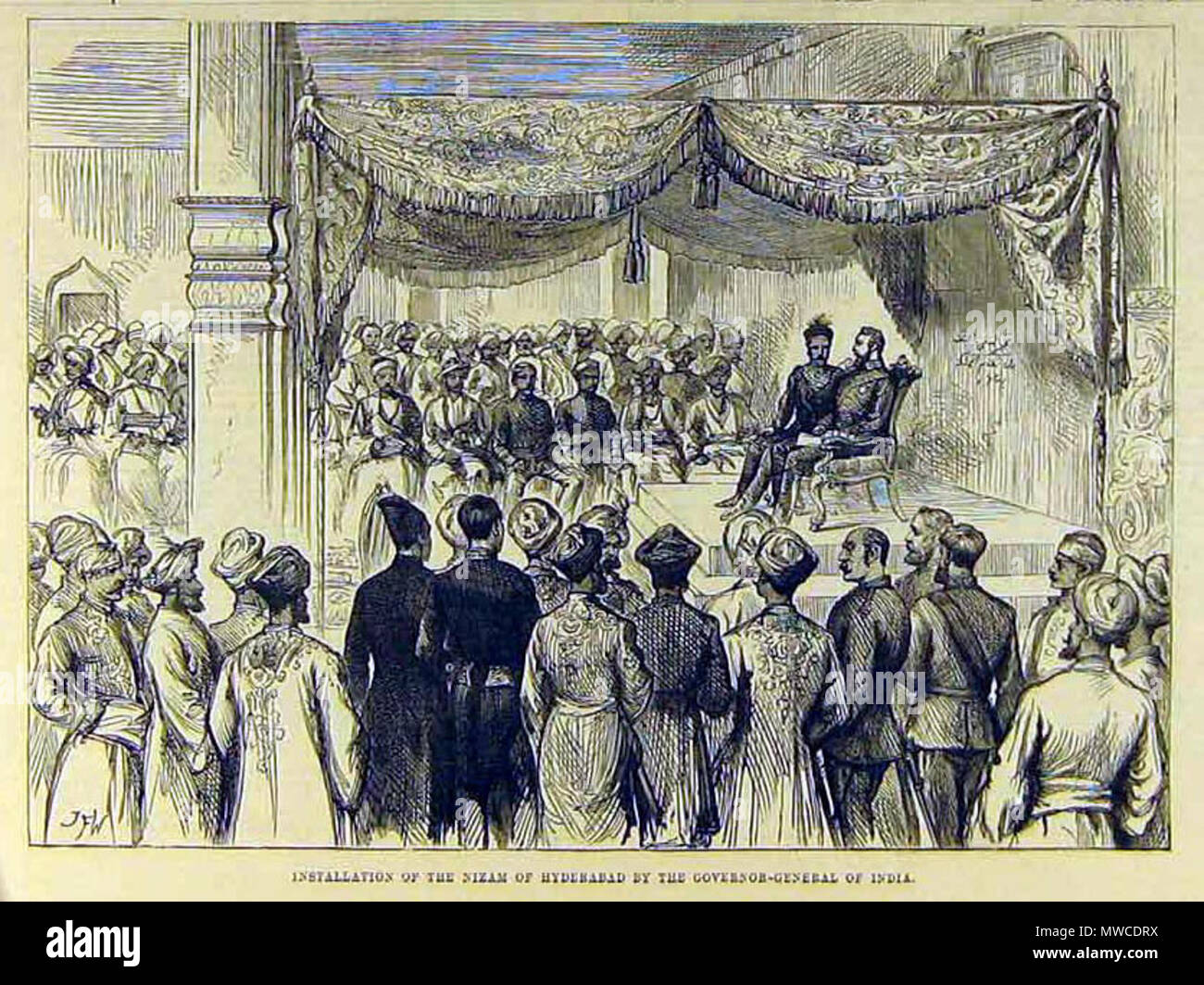 . English: 'Installation of the Nizam of Hyderabad by the Governor ...