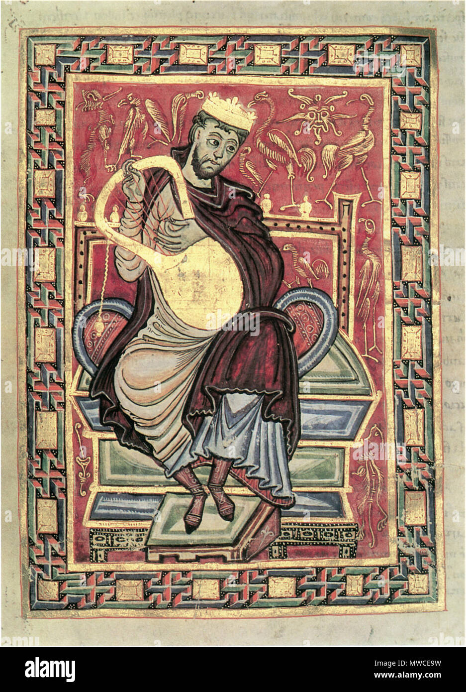 . Deutsch: Egbert-Psalter fol. 20v. König David . 10th century. 10th ...