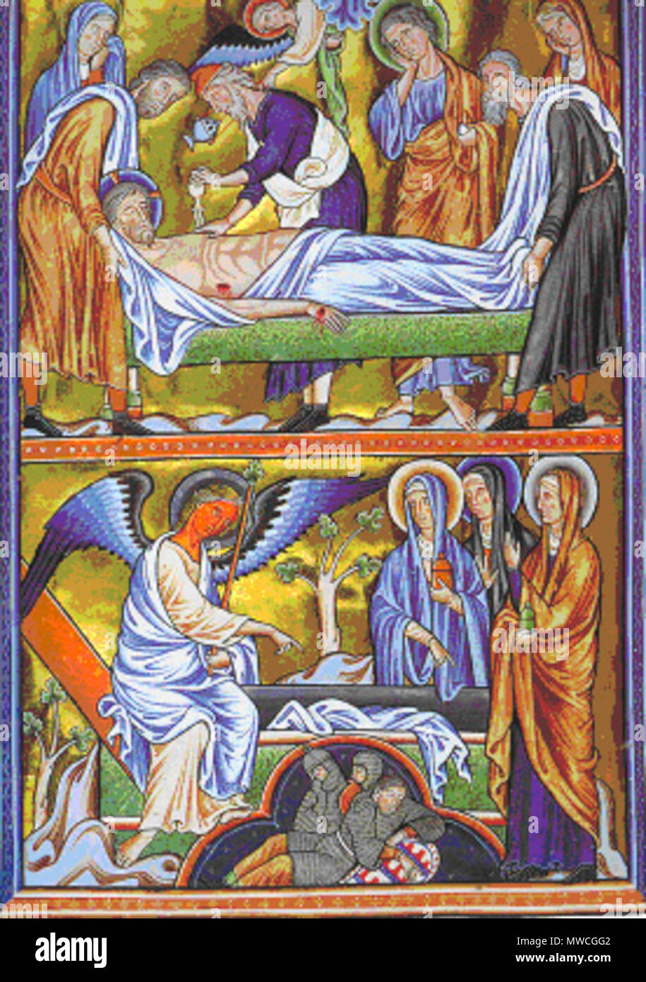 . Anointing of dead body of Christ with myrrh before Entombment of ...