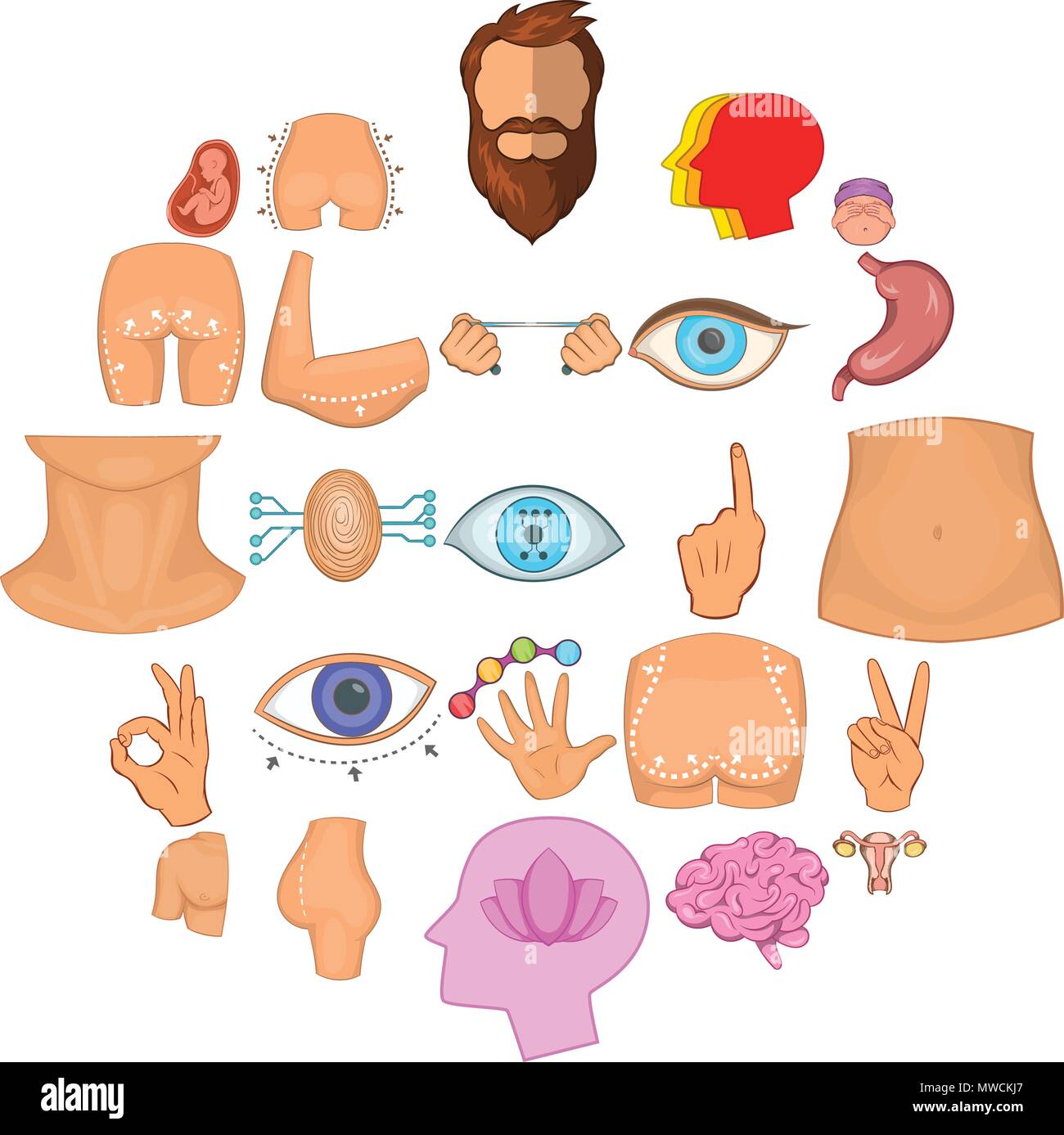 Body icons set, cartoon style Stock Vector Image & Art - Alamy