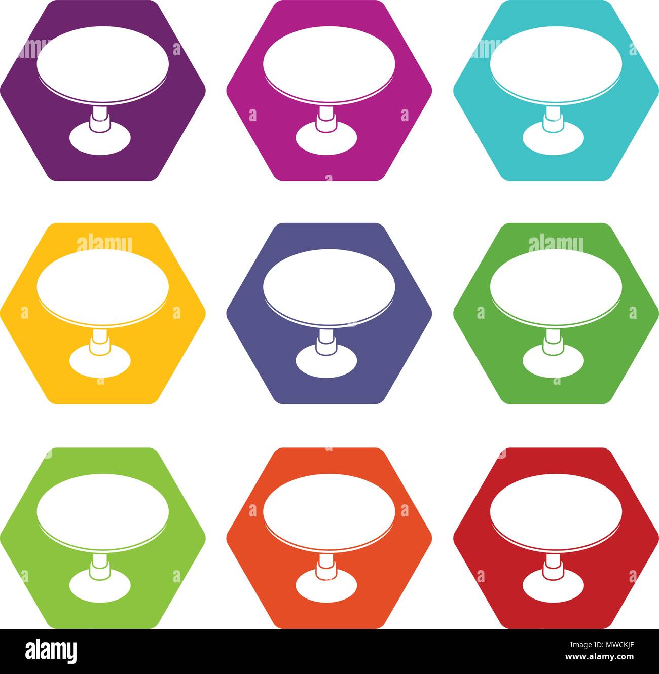 Round table icons set 9 vector Stock Vector Image & Art - Alamy