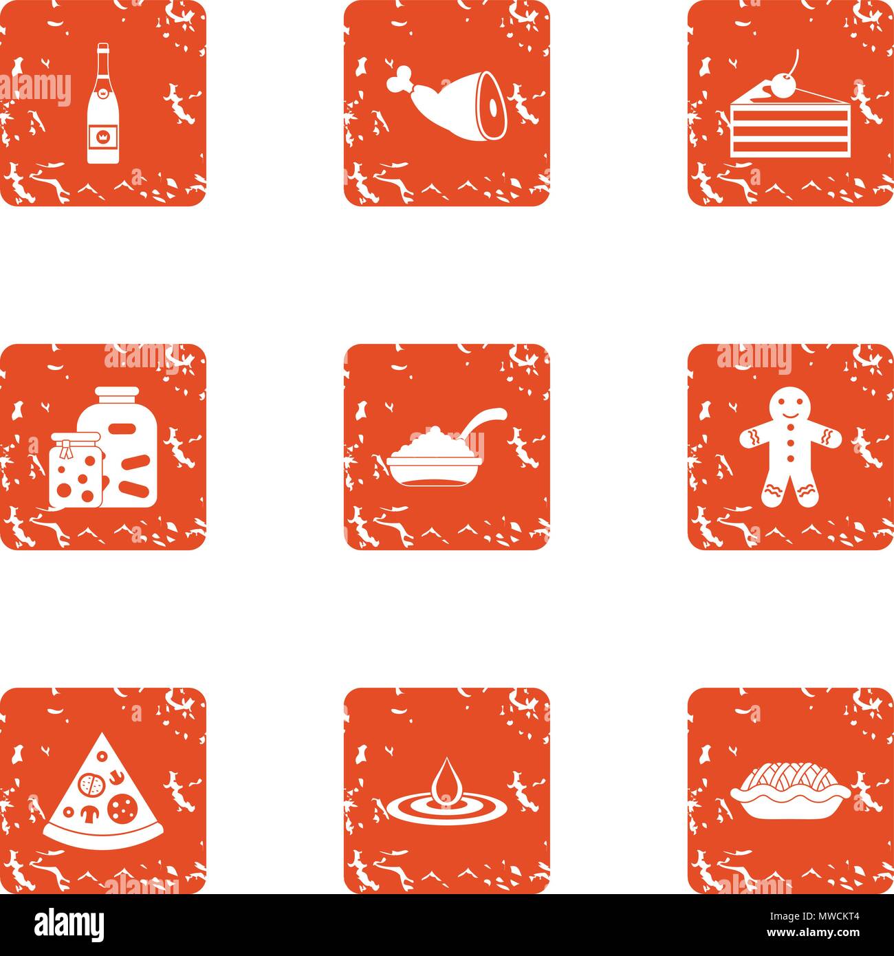 Pizza party icons set, grunge style Stock Vector Image & Art - Alamy