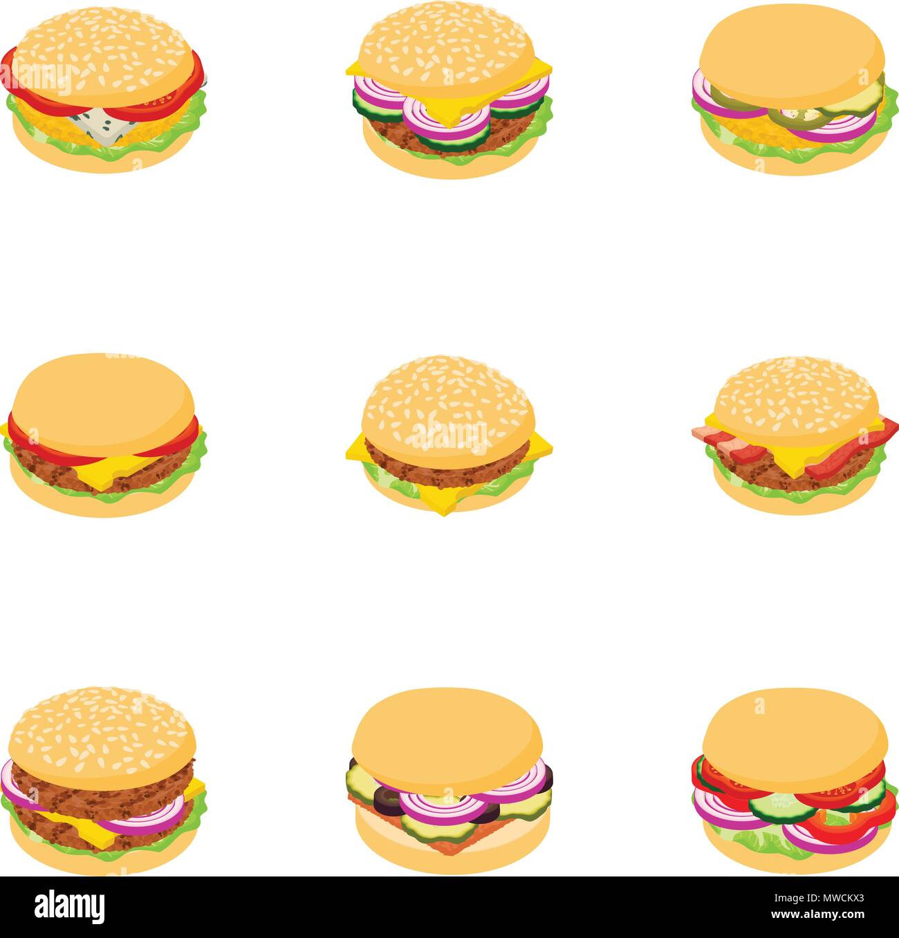 Burger icons set, cartoon style Stock Vector Image & Art - Alamy