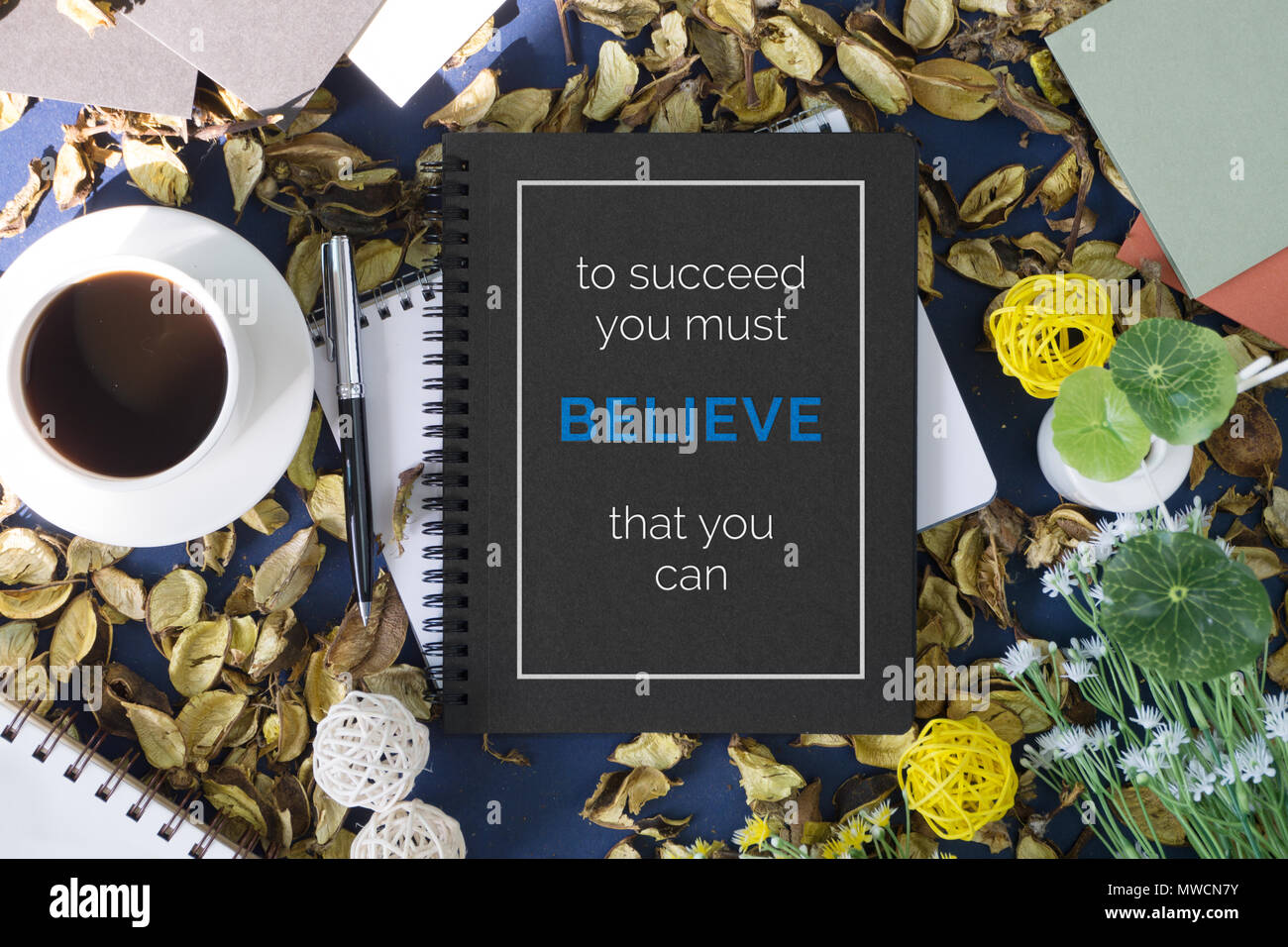 Motivational and inspirational quote. Business Quote. Minimal flat lay ...