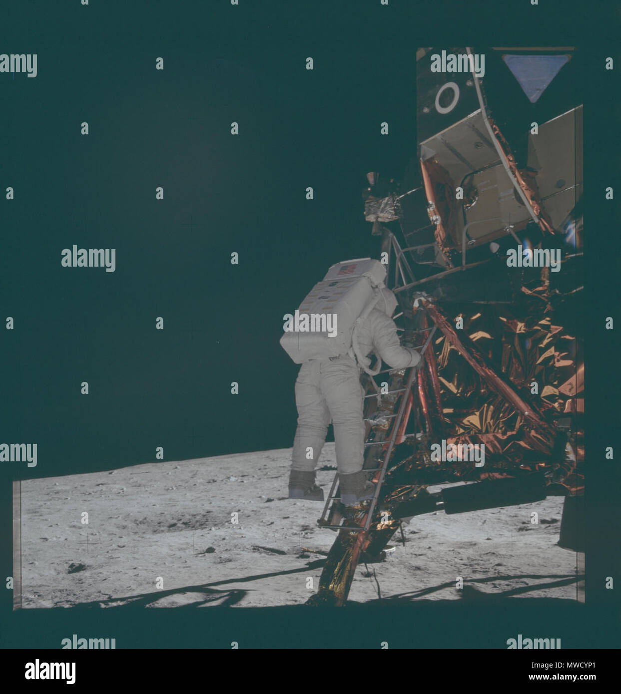 Apollo moon mission. Exploring the moons surface with landing module ...