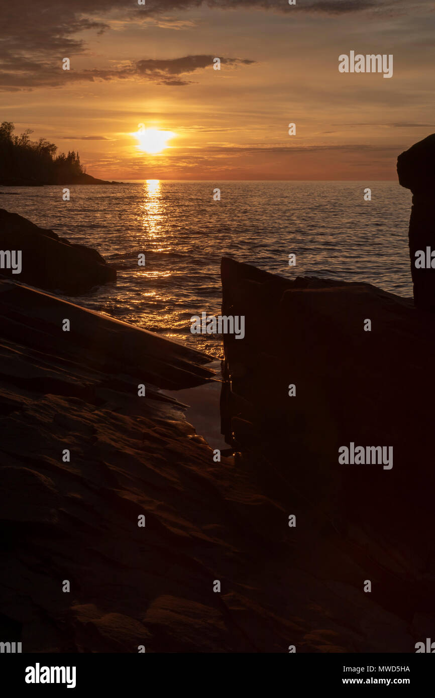Ontonagon, Michigan - Sunset over Lake Superior at Porcupine Mountains ...