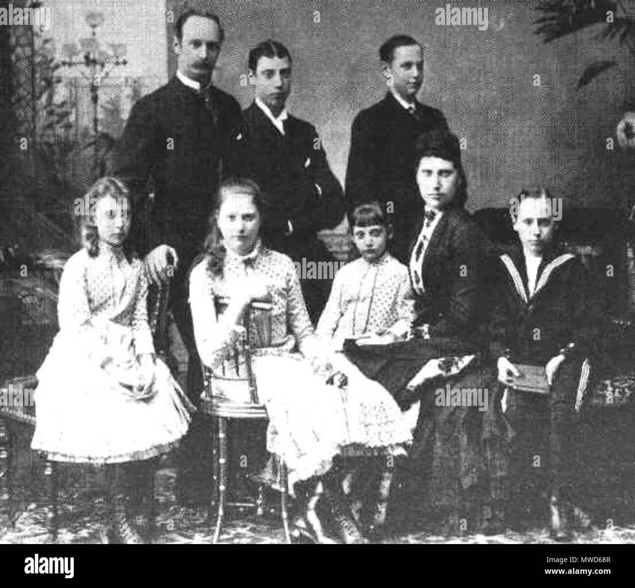 . English: Back row, left to right: Crown Prince Frederik (later King ...