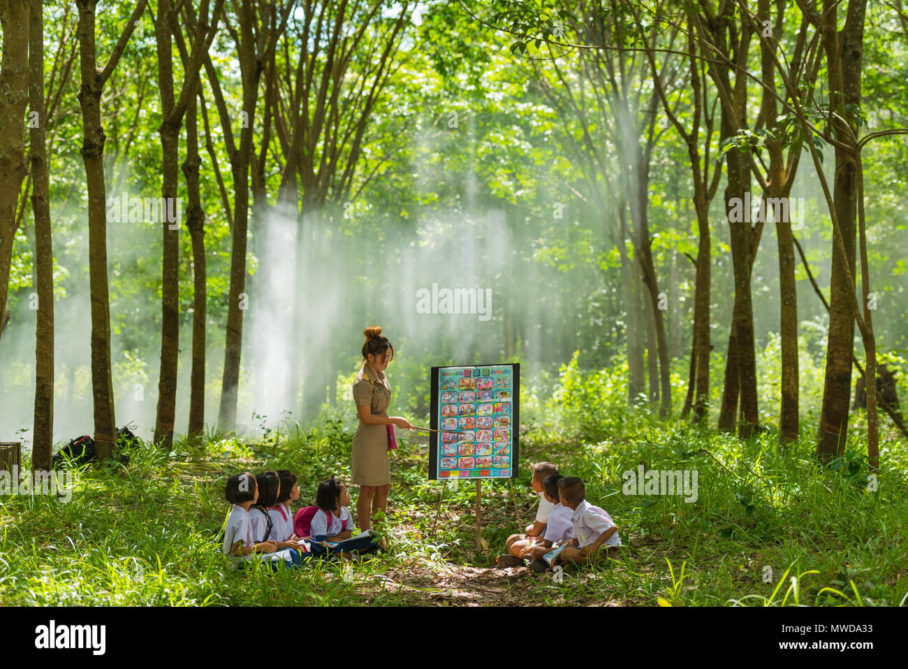 Sakonnakhon, Thailand - July 30, 2016: Beautiful teacher in uniform ...
