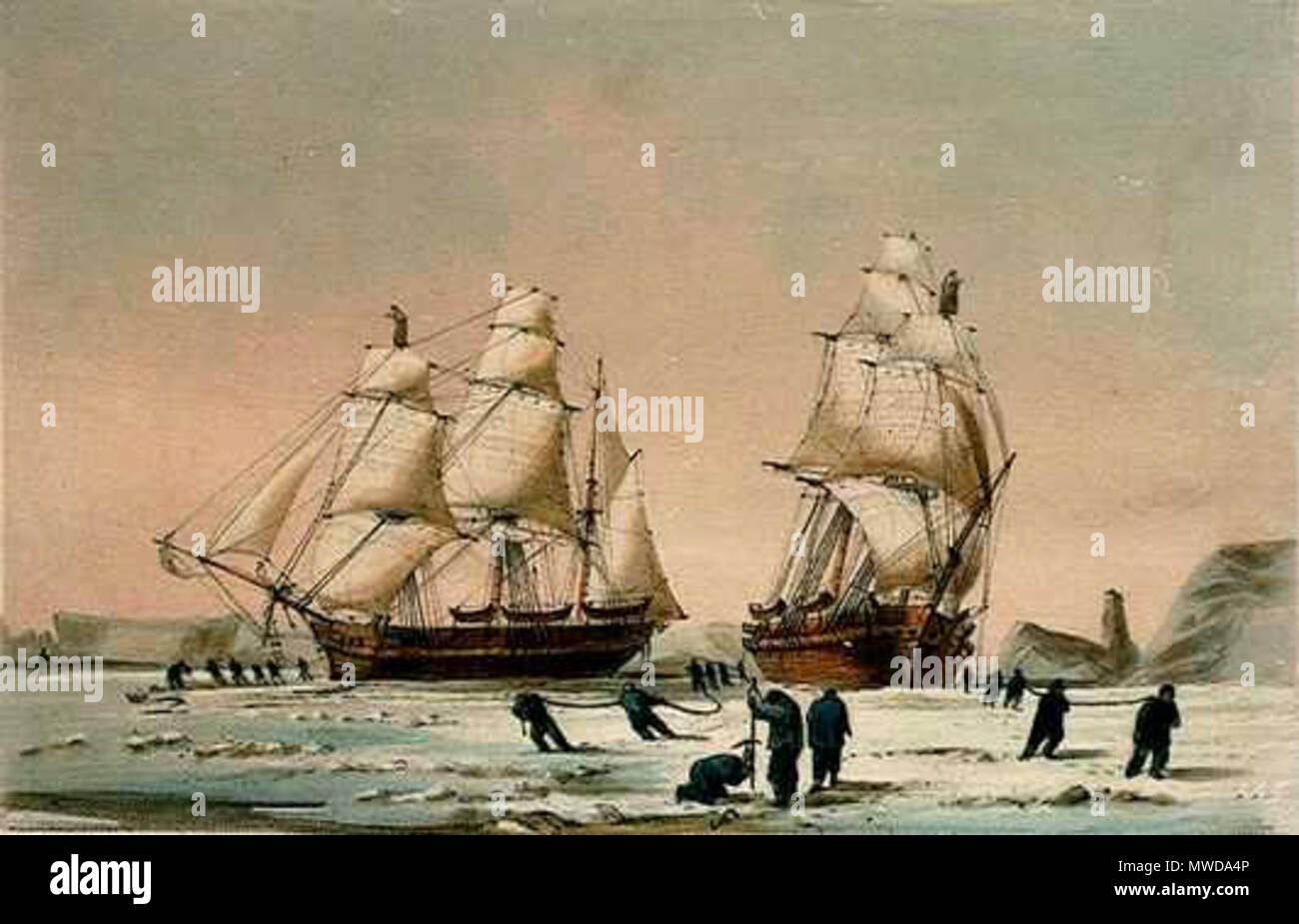 . English: The Devils Thumb, Ships Boring and Warping in the Pack ...