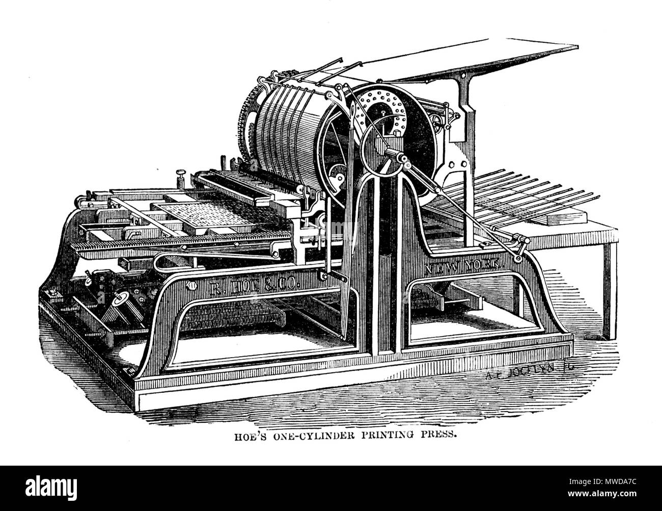 . Richard March Hoe's printing press—one cylinder design . 1864. A.H ...