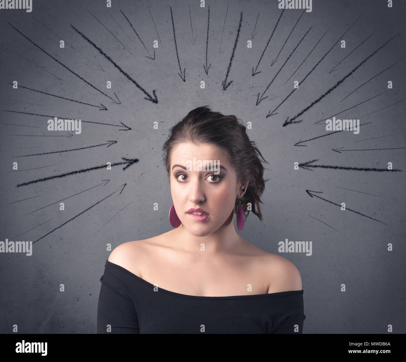 A teenage student girl under pressure while making happy face ...