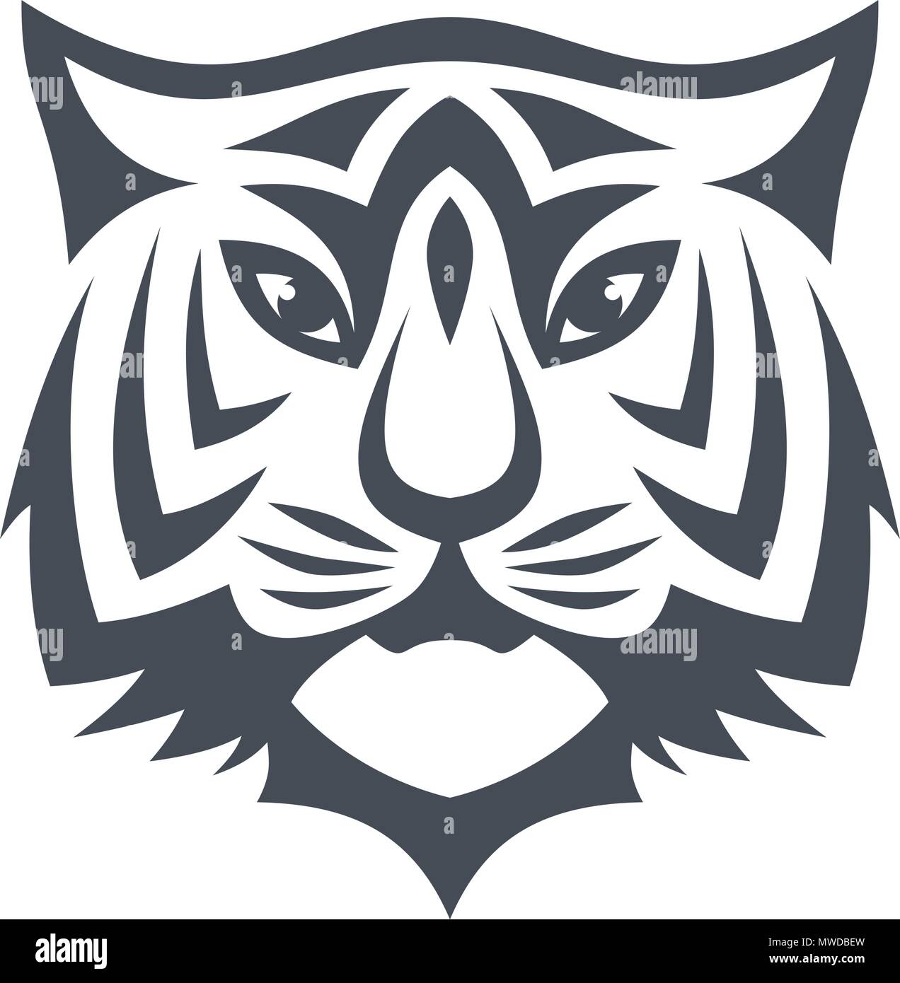 intimidating tiger front view theme logo template vector Stock Vector ...