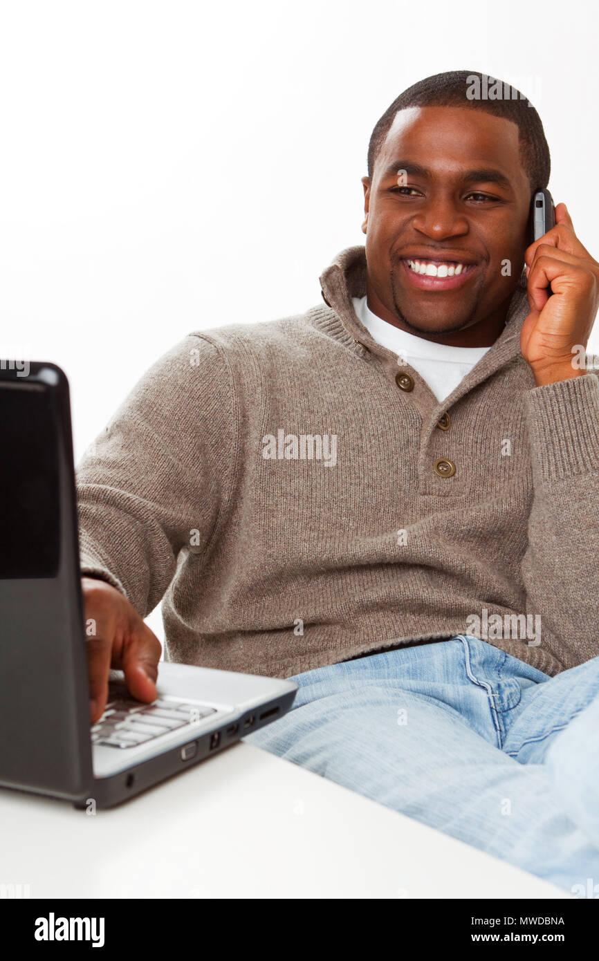 African American man working on the computer Stock Photo - Alamy