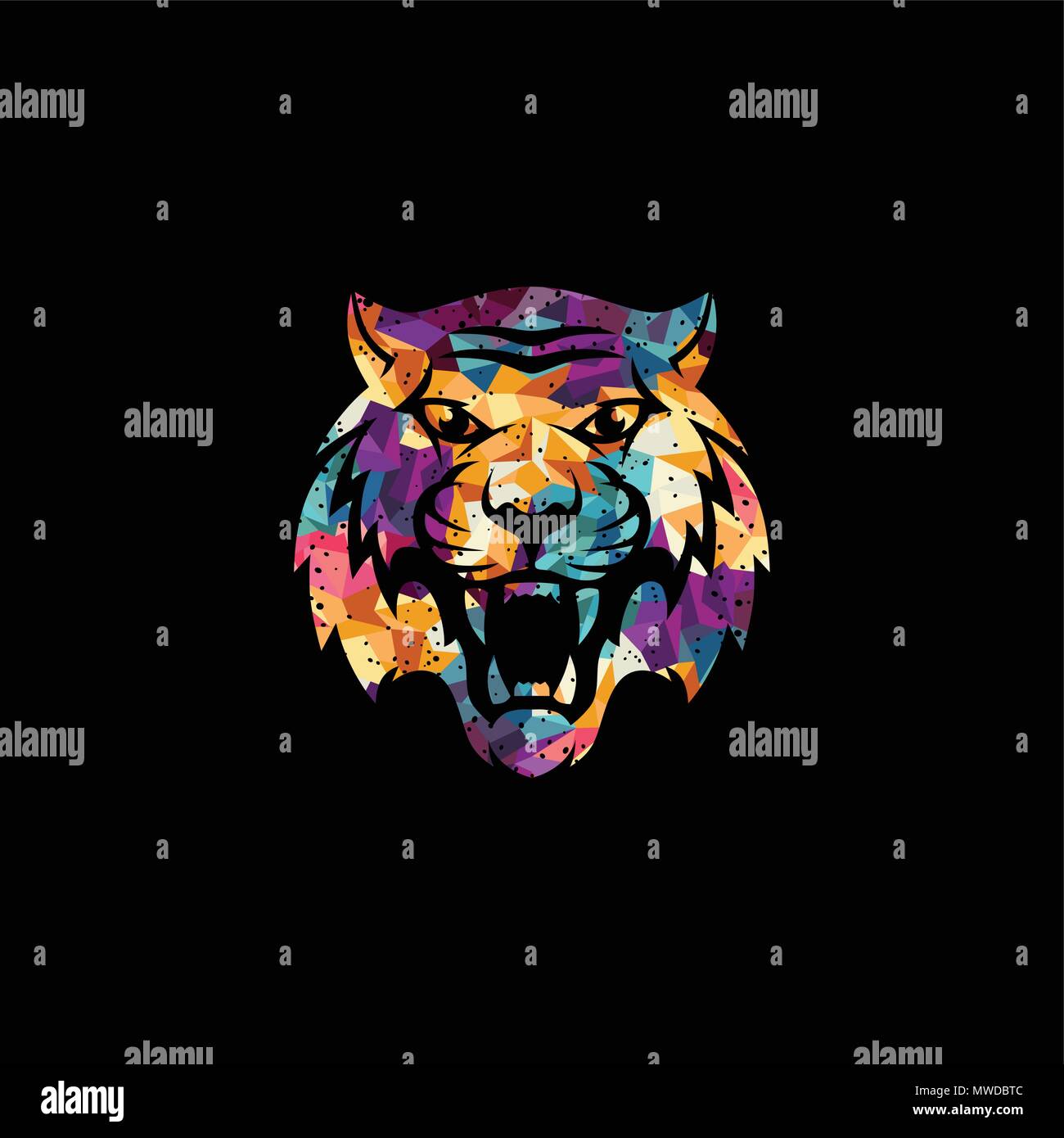 intimidating tiger front view theme logo template vector Stock Vector ...