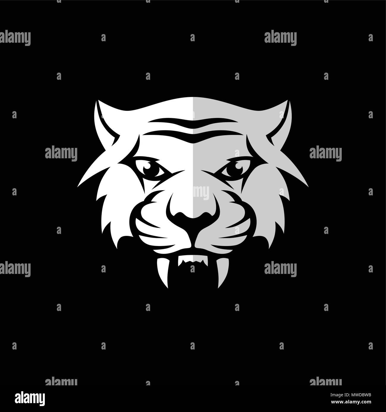 intimidating tiger front view theme logo template vector Stock Vector ...