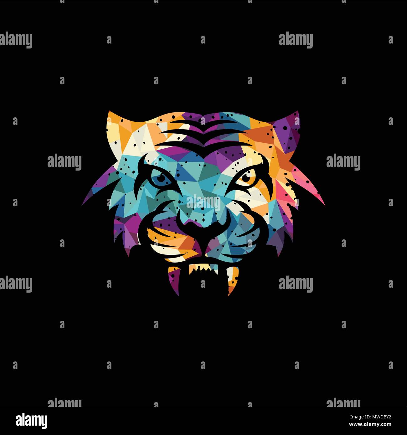 intimidating tiger front view theme logo template vector Stock Vector ...