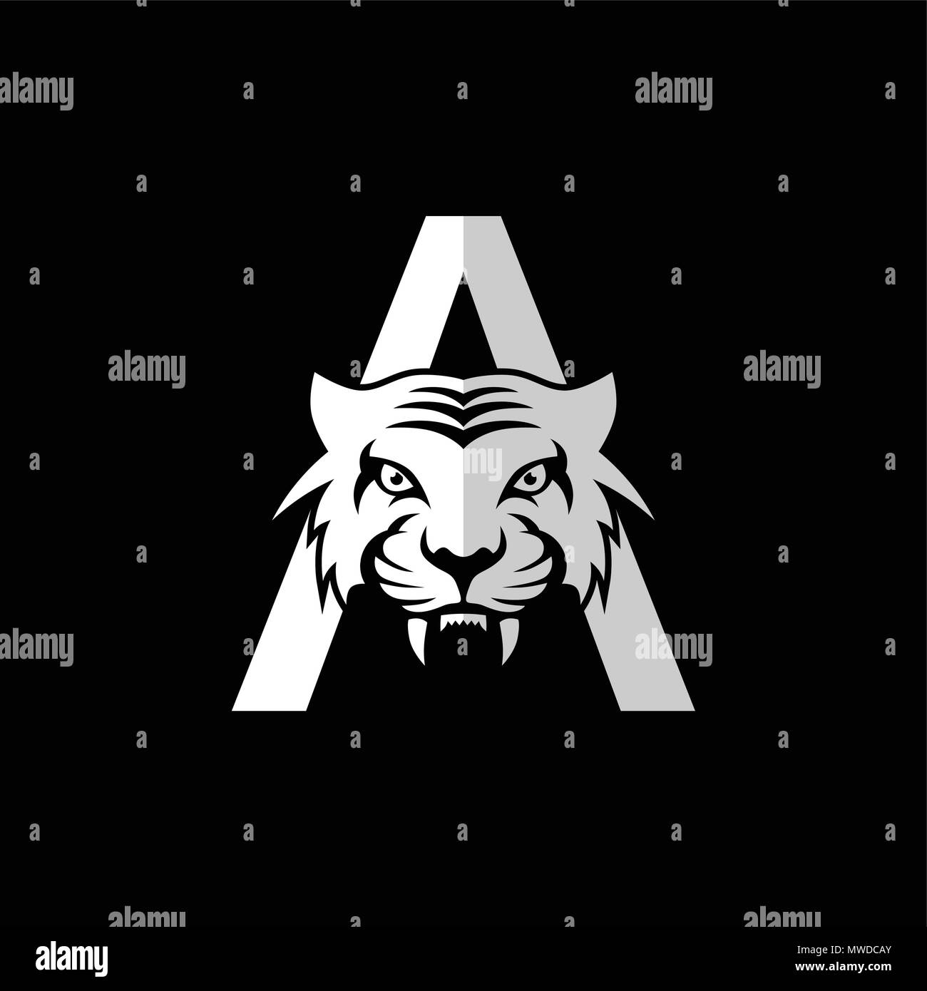 intimidating tiger front view theme logo template vector Stock Vector ...