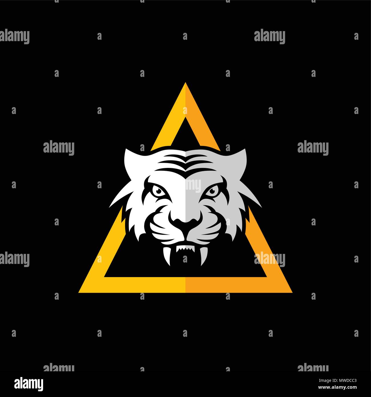 intimidating tiger front view theme logo template vector Stock Vector ...
