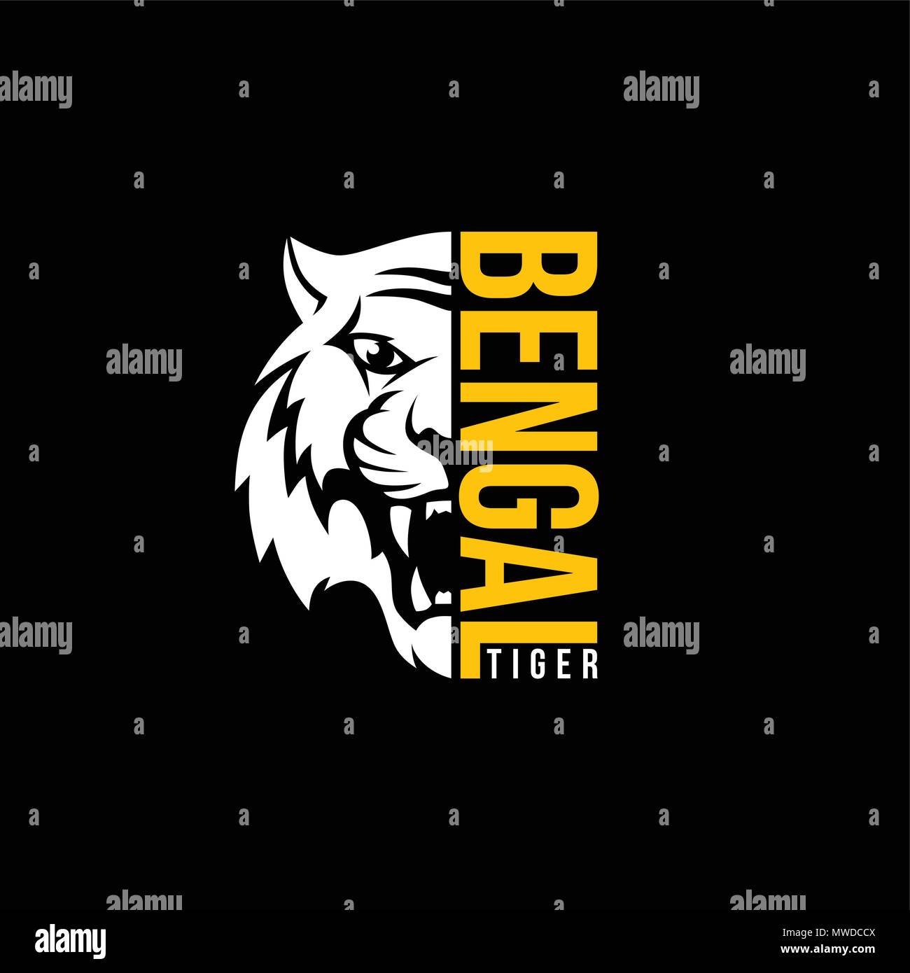 intimidating tiger front view theme logo template vector Stock Vector ...
