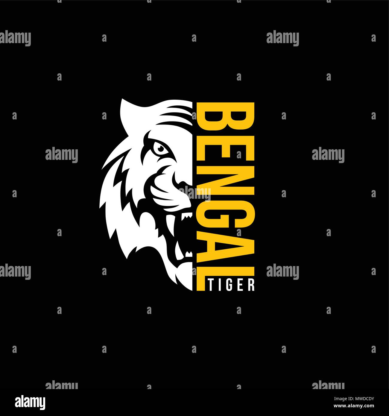 intimidating tiger front view theme logo template vector Stock Vector ...