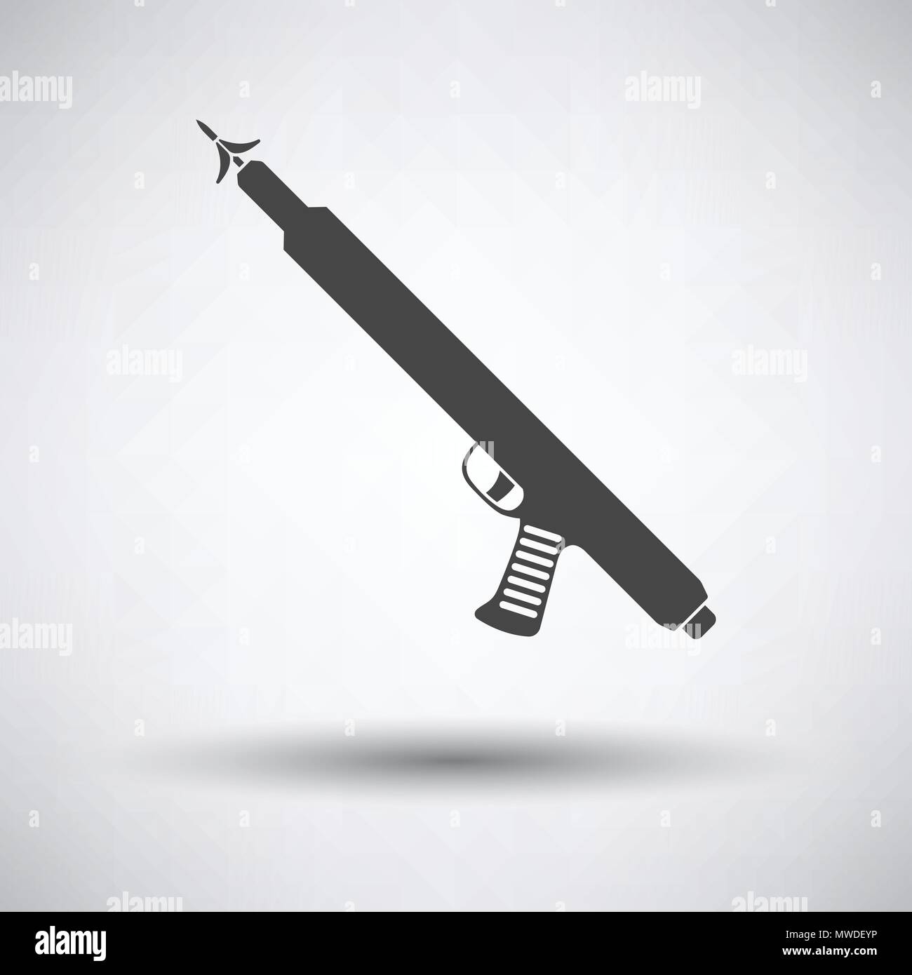 Icon of Fishing speargun on gray background, round shadow. Vector ...