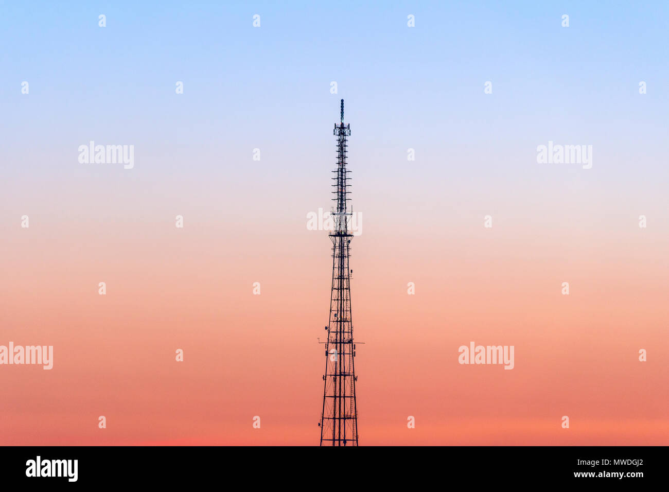 TV tower on sunset background Stock Photo - Alamy
