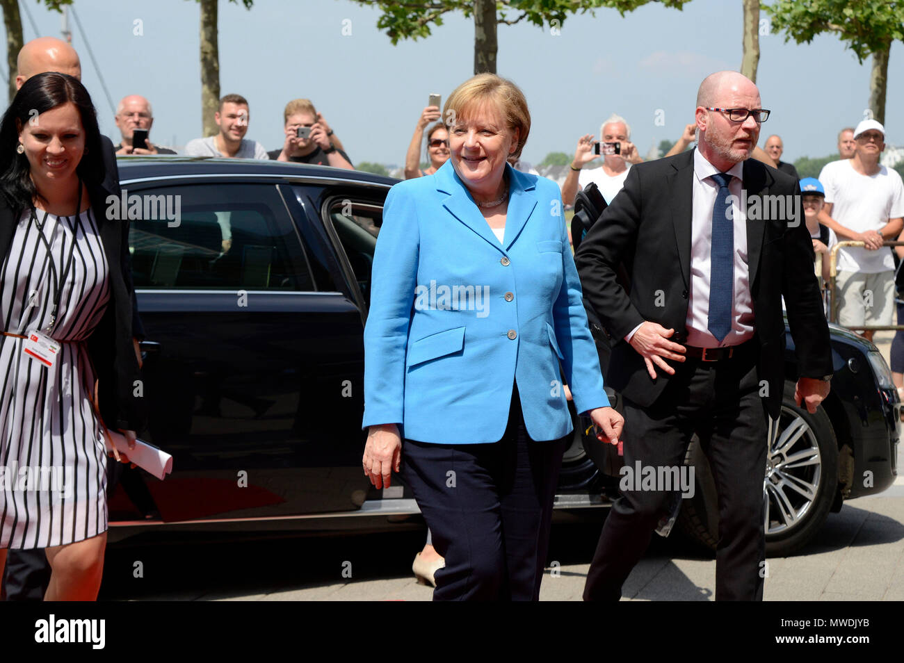 Duesseldorf, Deutschland. 29th May, 2018. Angela Merkel on arrival at ...