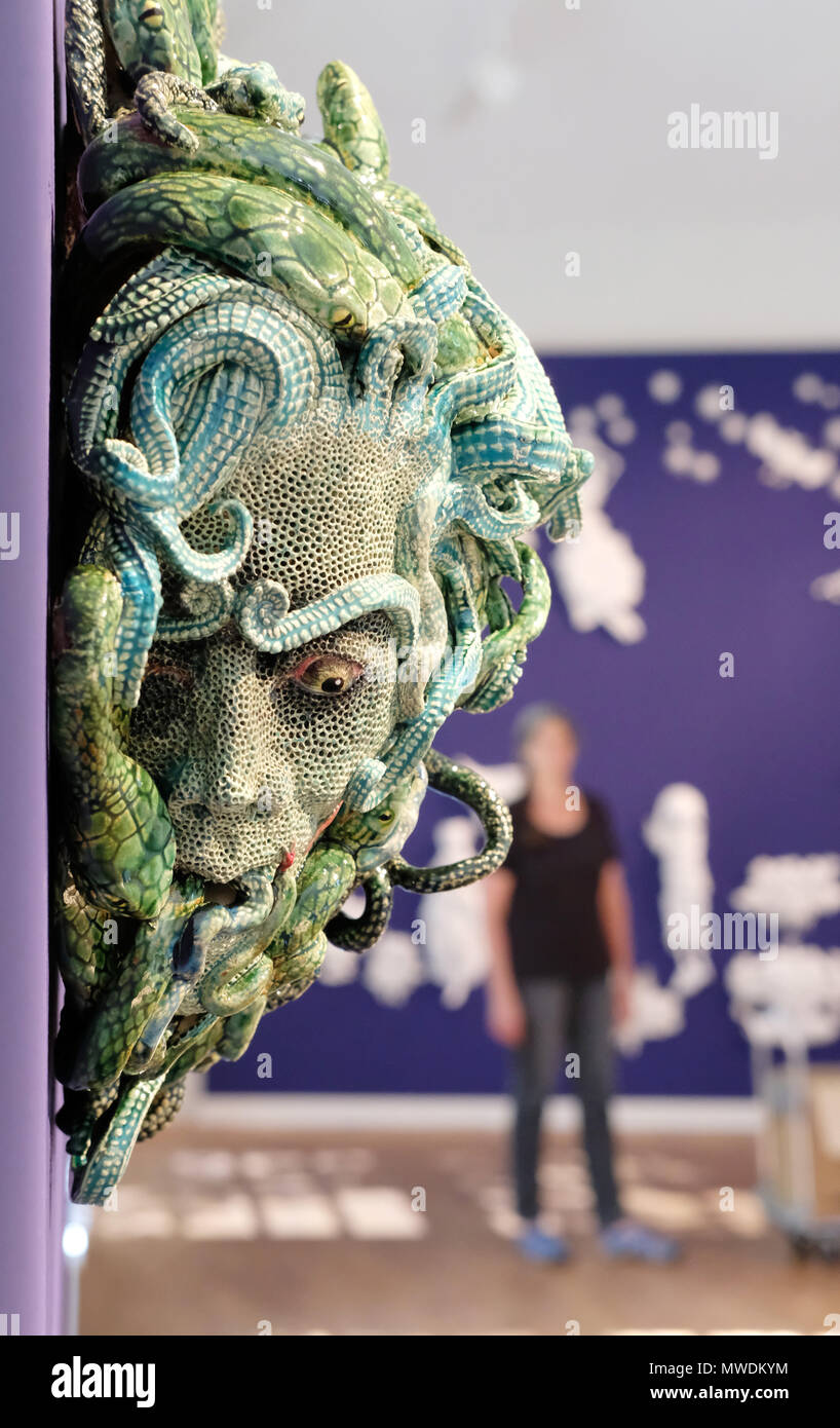 31 May 2018, Germany, Leipzig: The sculpture "Medusa" by the Dutch ...