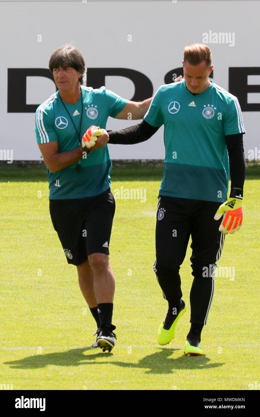 Eppan, Italy. 01 June 2018, Italy, Eppan: Germany coach Joachim Loew (L ...