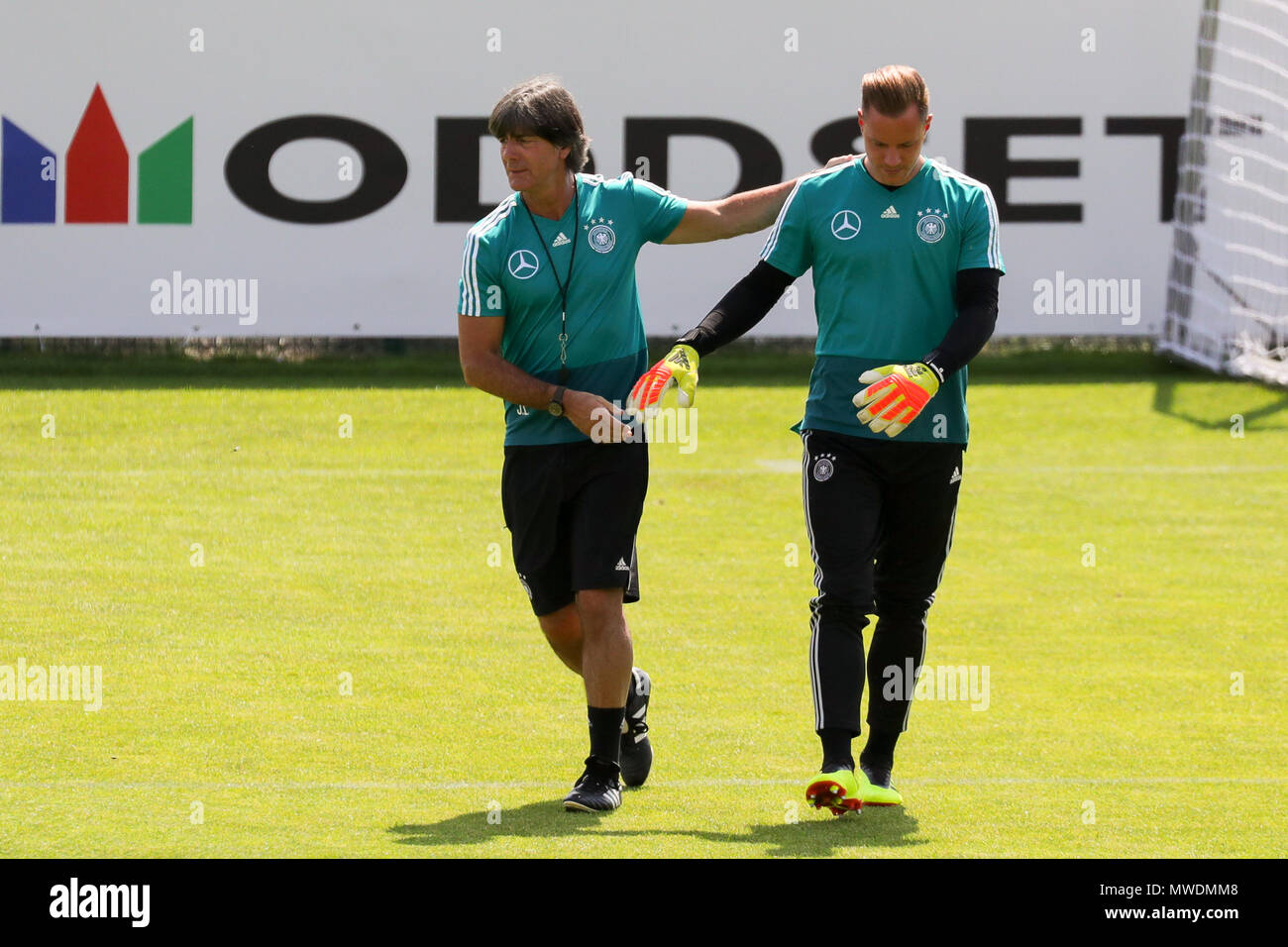 Eppan, Italy. 01 June 2018, Italy, Eppan: Germany coach Joachim Loew (L ...