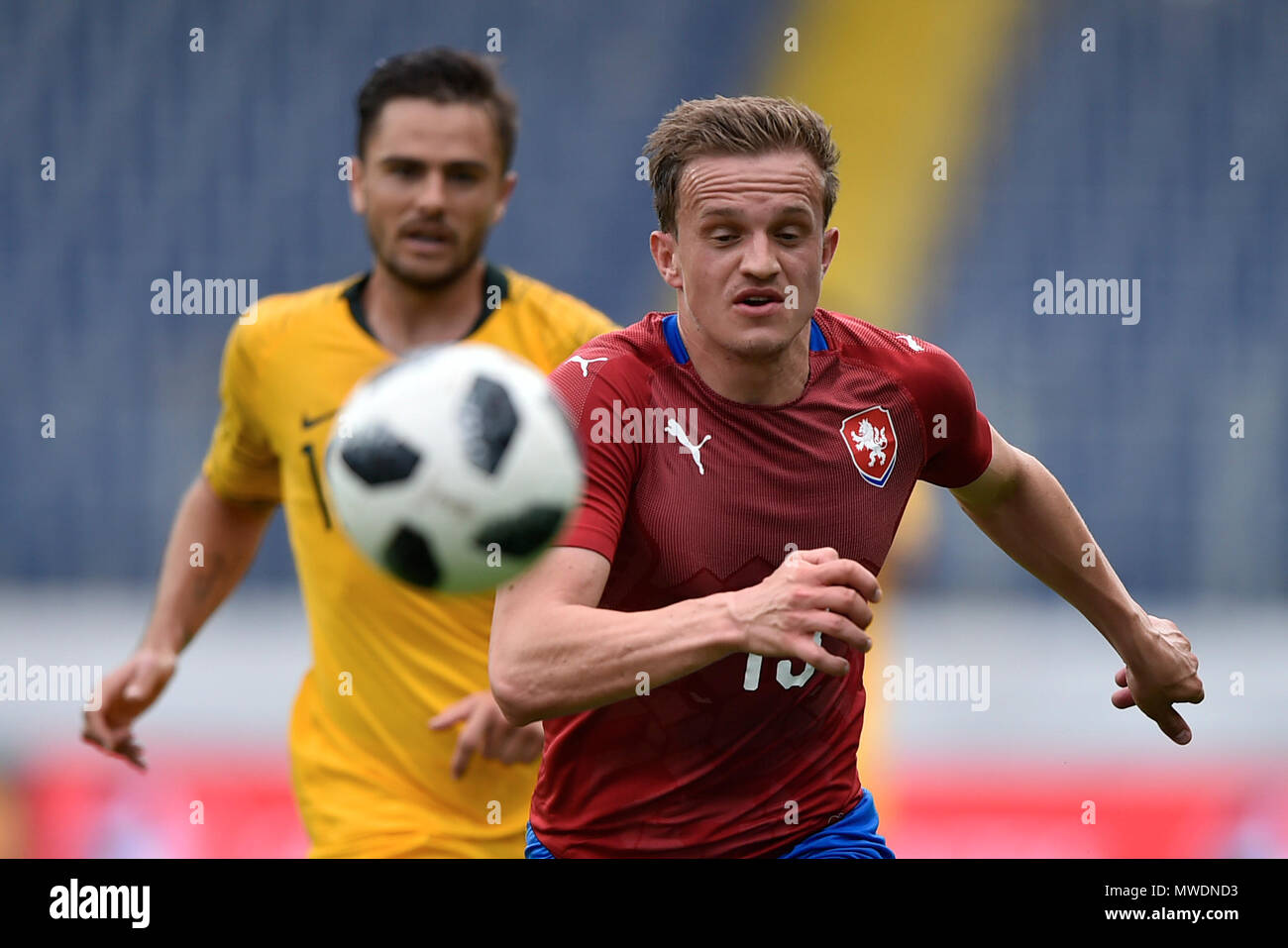 Joshua Risdon (AUS) and Jan Kopic (CZE) in action during the friendly ...