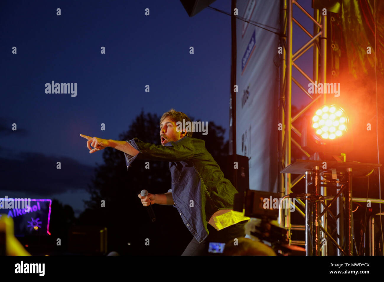 Worms, Germany. 1st June 2018. Max Giesinger performs on stage. German ...