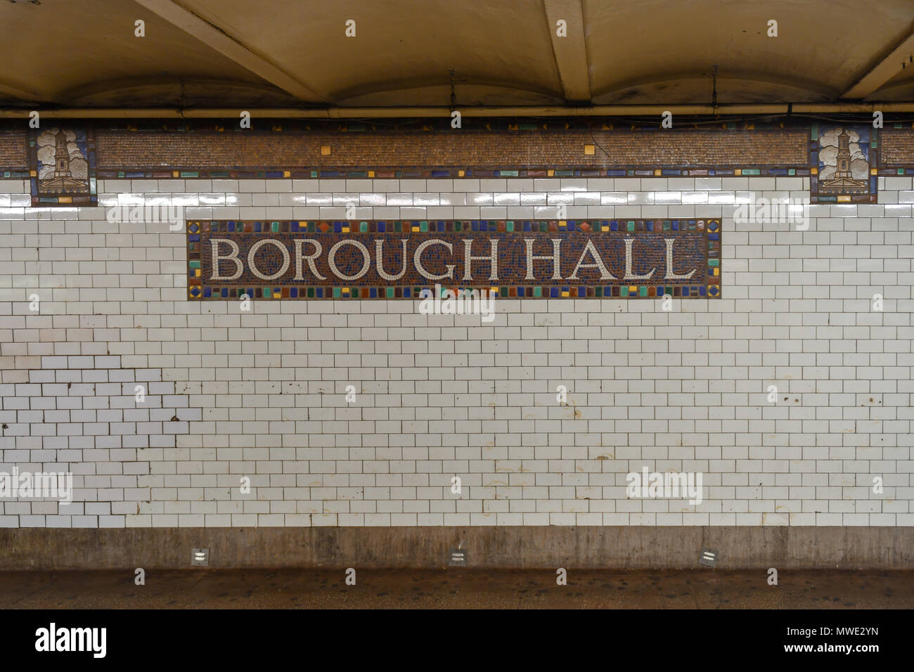 New York City - April 27, 2018: Borough Hall Subway Station on the NYC ...