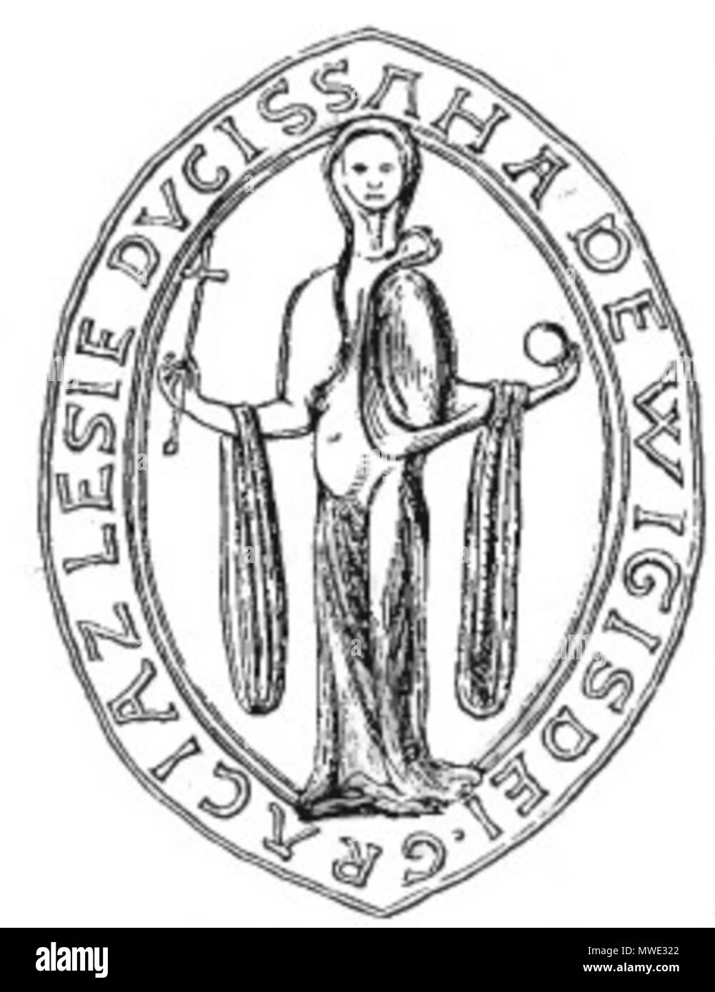 . English: Seal of Hedwig of Andechs . 1872. S. Lilienfeld 269 Hedvika ...