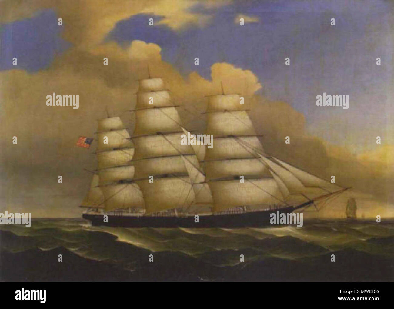 . English: The ship 'Goddess' on the high seas . 1860 269 Heinrich ...