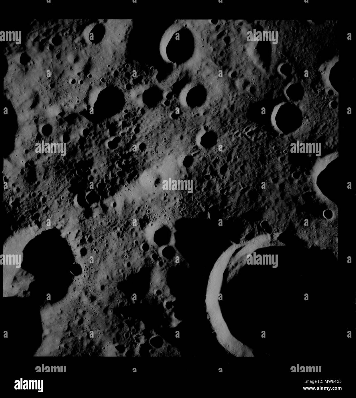 Apollo 8 mission. Lunar orbit showing texture topography and craters on ...